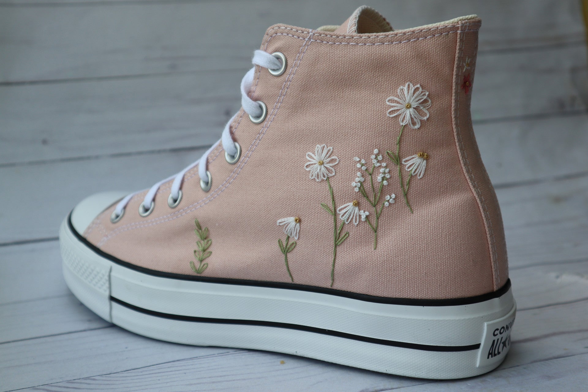 Custom Flower Embroidered Converse Chuck Taylor High Top – AfterAugustCo
