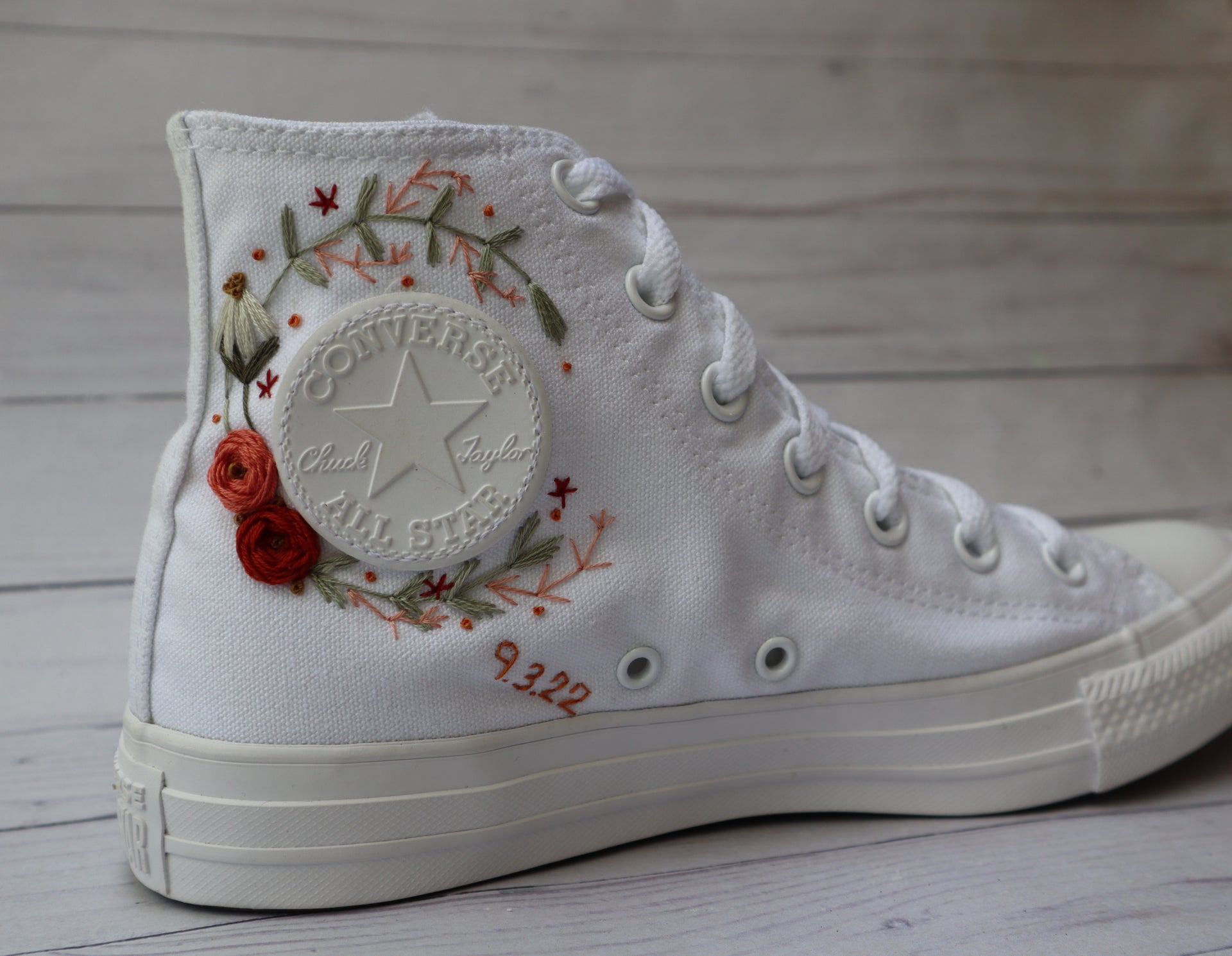 Custom Flower Embroidered Converse Chuck Taylor High Top – AfterAugustCo
